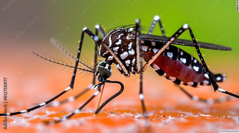 dengue hemorrhagic fever aedes mosquito sucking human through the skin ...