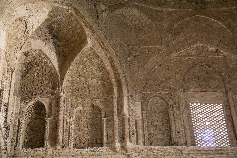 View of the very old interior of Jame Atiq Mosque in Isfahan, one of ...