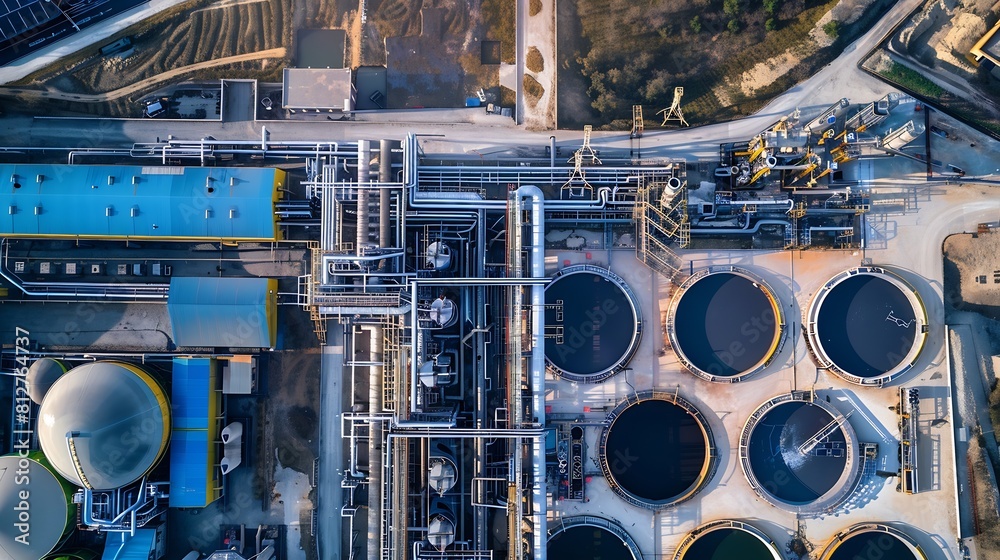 Aerial top view photo from flying drone of Power plant Municipal Solid ...