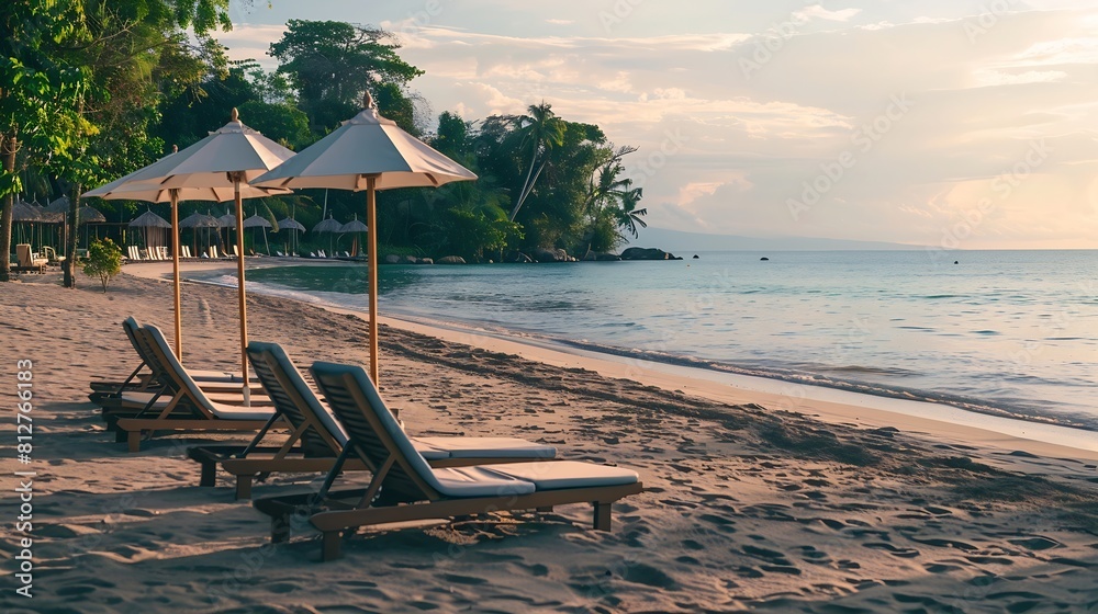 Amazing beach Chairs on the sandy beach sea Luxury summer holiday and ...