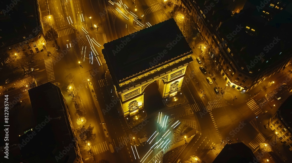 Fictional drone view of Arc de Triomphe in Paris for the upcoming ...