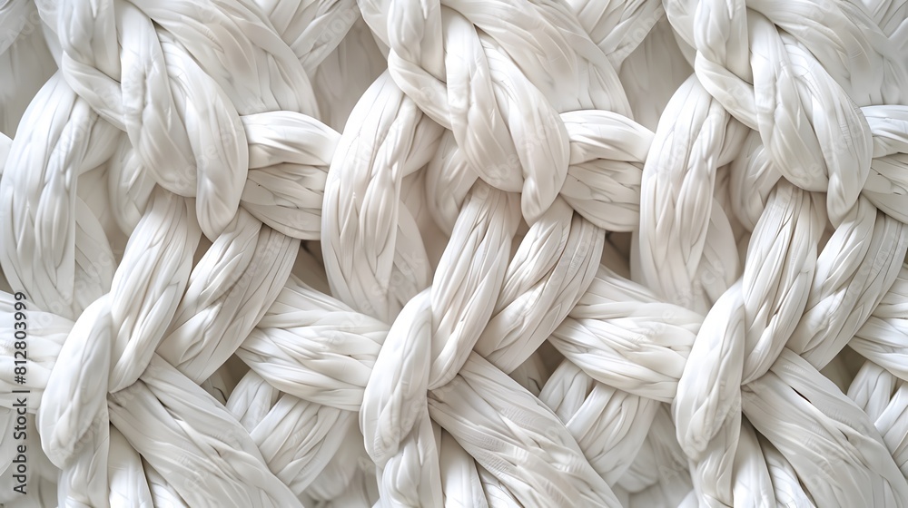 White braided background, 3D rendering of white rope texture. White ...