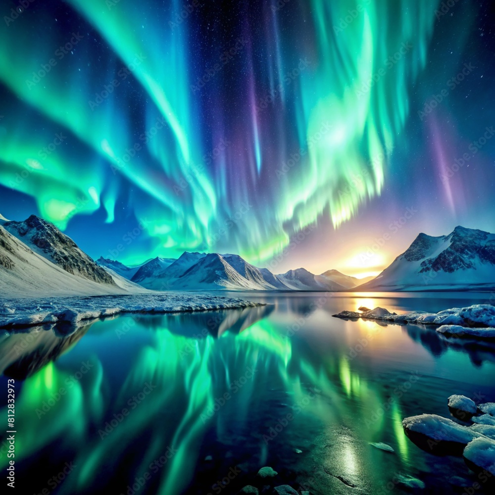 Aurora arctic, realistic, 4k, 8k ,background Stock Illustration | Adobe ...