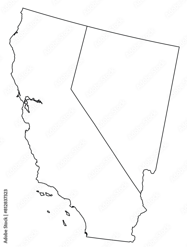 Map of the US states with districts. Map of the U.S. state of ...