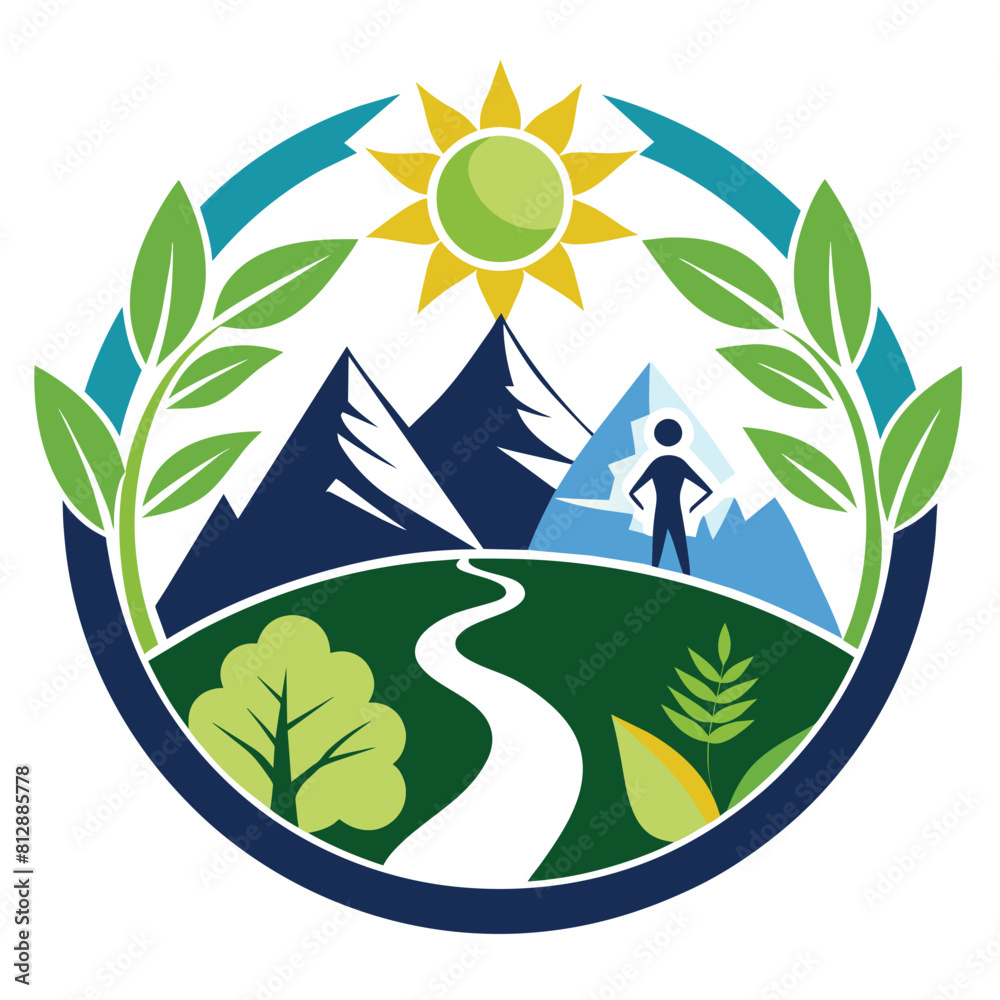 Logo featuring a person walking on a path, symbolizing movement and ...