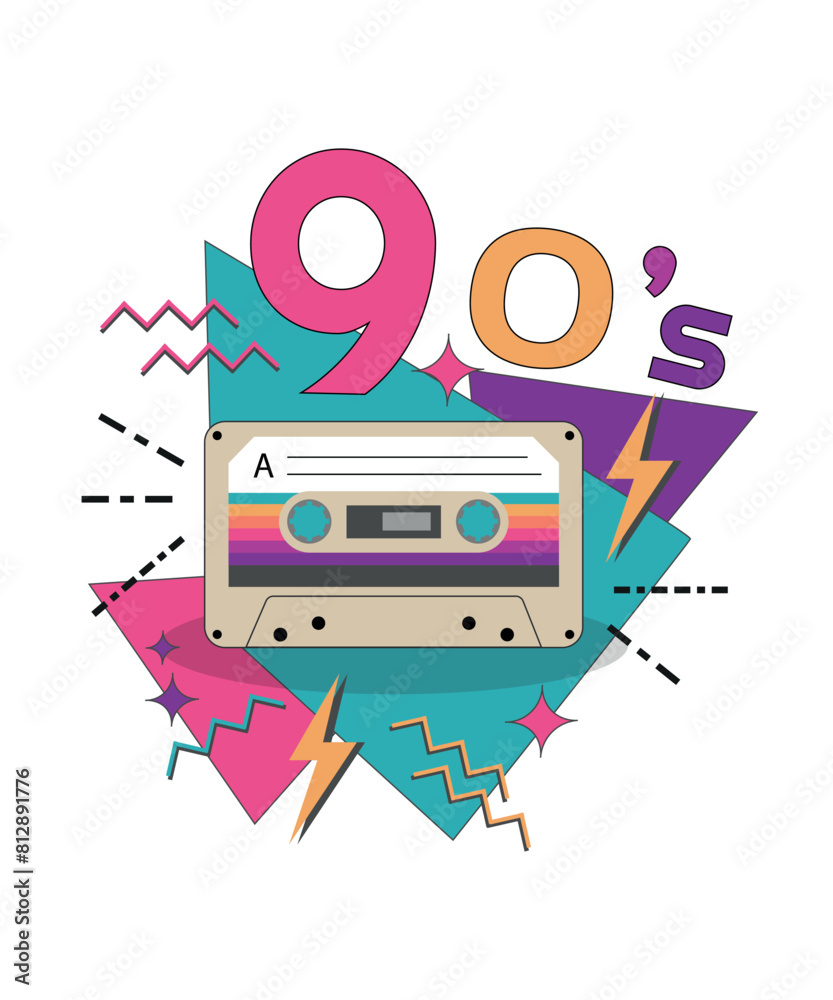 Image vectorielle Stock Invitation to the disco of the 90s. A poster ...