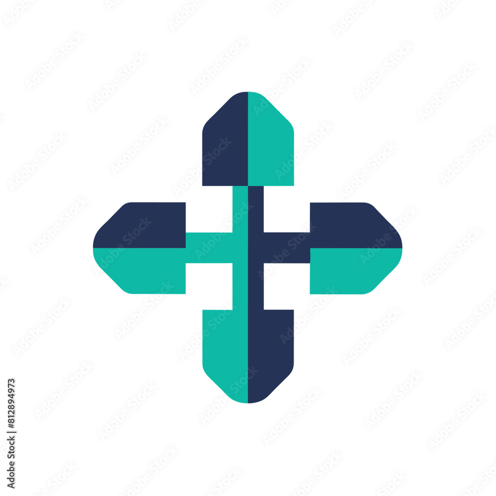 Blue and green cross logo standing out against a white background ...