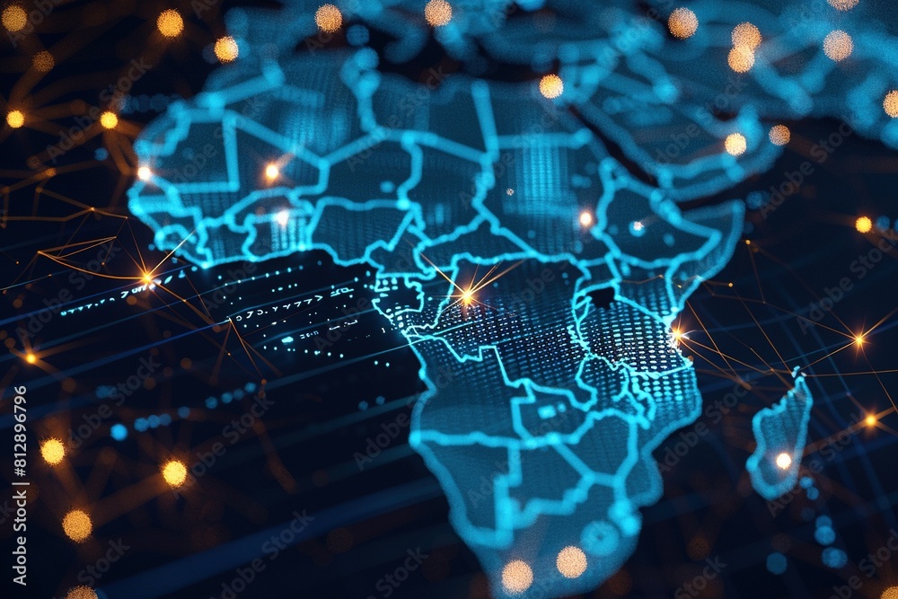 Global Network Across Africa Representing Smart Choices, Digital Map of ...