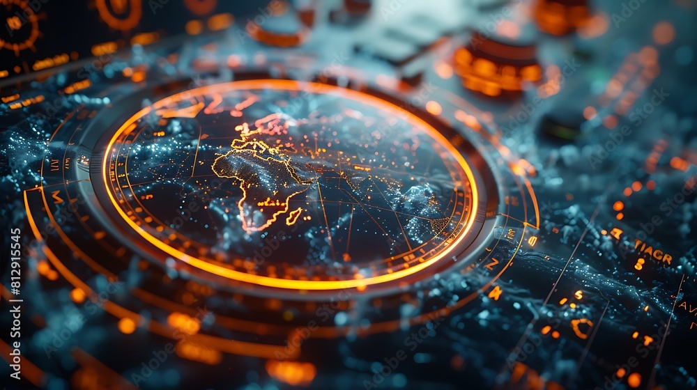 Advanced marine navigation software monitor displaying high-resolution ...