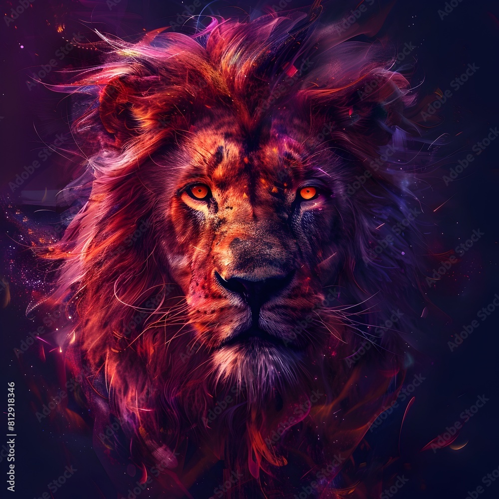 Powerful and Majestic Digital of a Lion s Striking Facial Features and ...