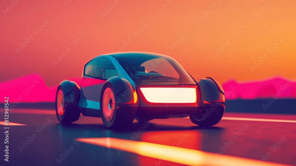 Autonomous vehicles flat design front view self-driving cars theme 3D ...