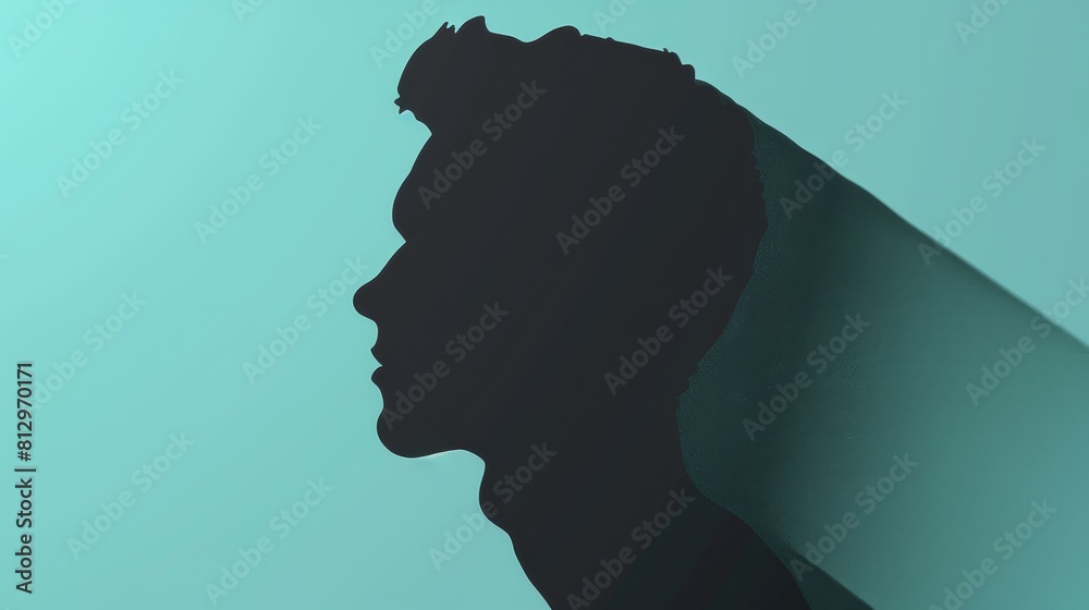 Face silhouette flat design top view shadow profile theme animation ...