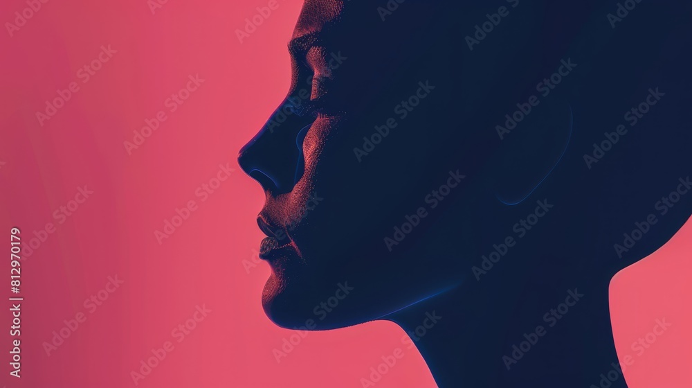 Face silhouette flat design top view shadow profile theme animation ...