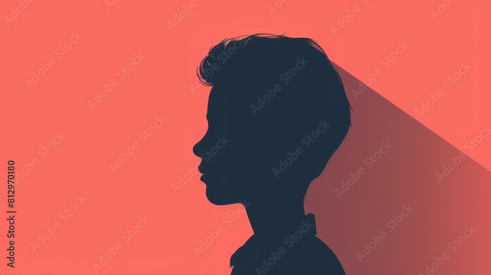 Face silhouette flat design top view shadow profile theme animation ...