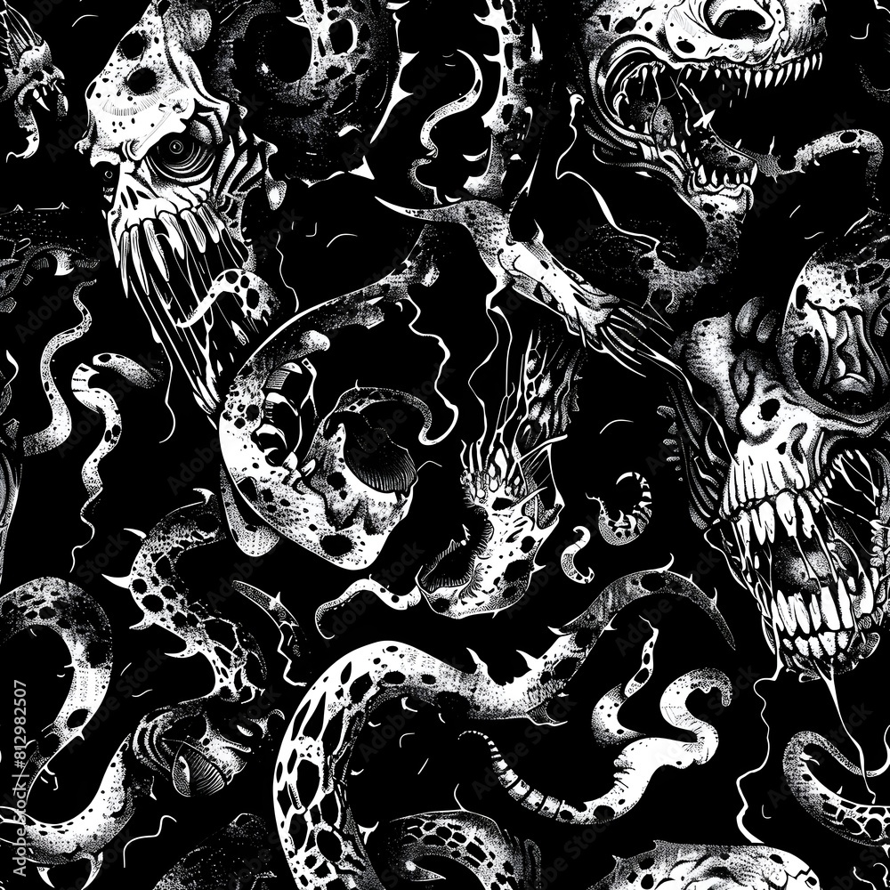 Contorted Monster Silhouettes in a Gritty Dark Anamorphosis Composition ...