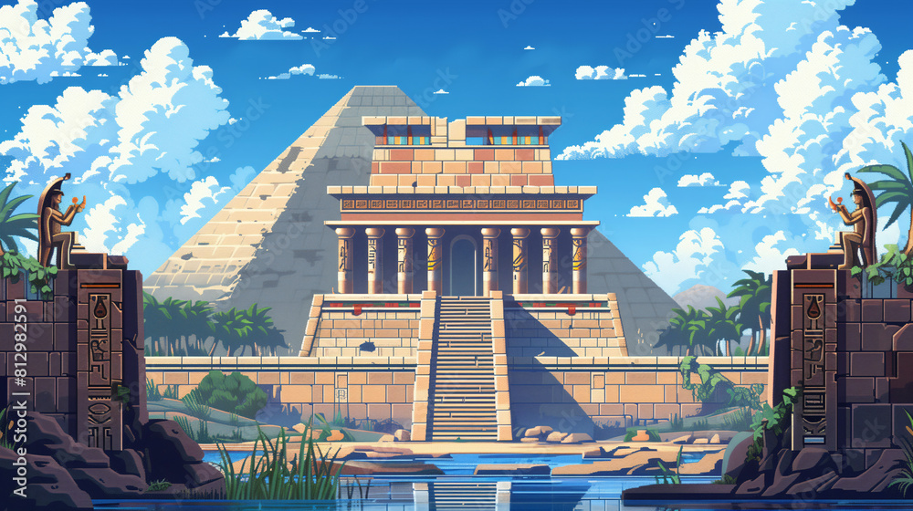 pixel art of ancient egypt dungeon background battle scene in RPG old ...