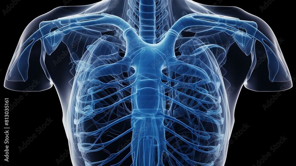 An ultra-realistic chest X-ray depicting the agonizing sensation of ...