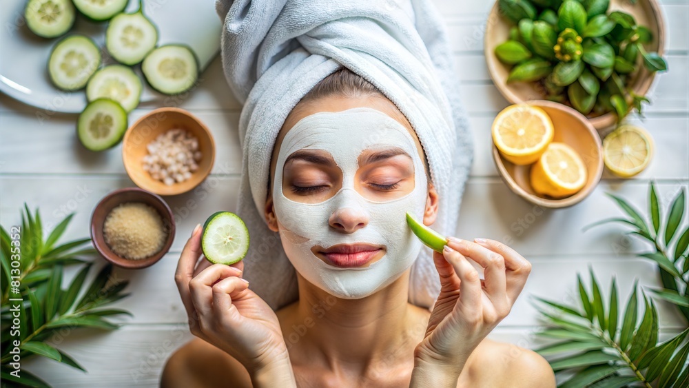 Facial Treatment or Mask Application: An image featuring a person ...