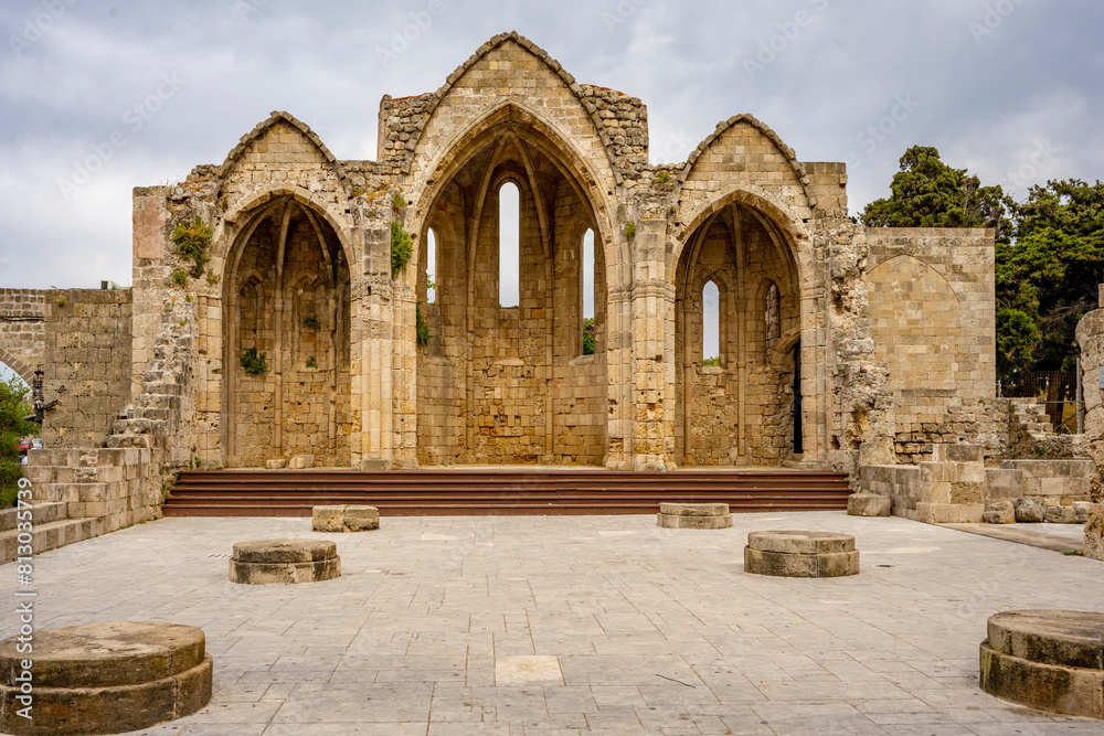 Rhodes Island, Greece, a symbol of Rhodes, of the famous Knights Grand ...