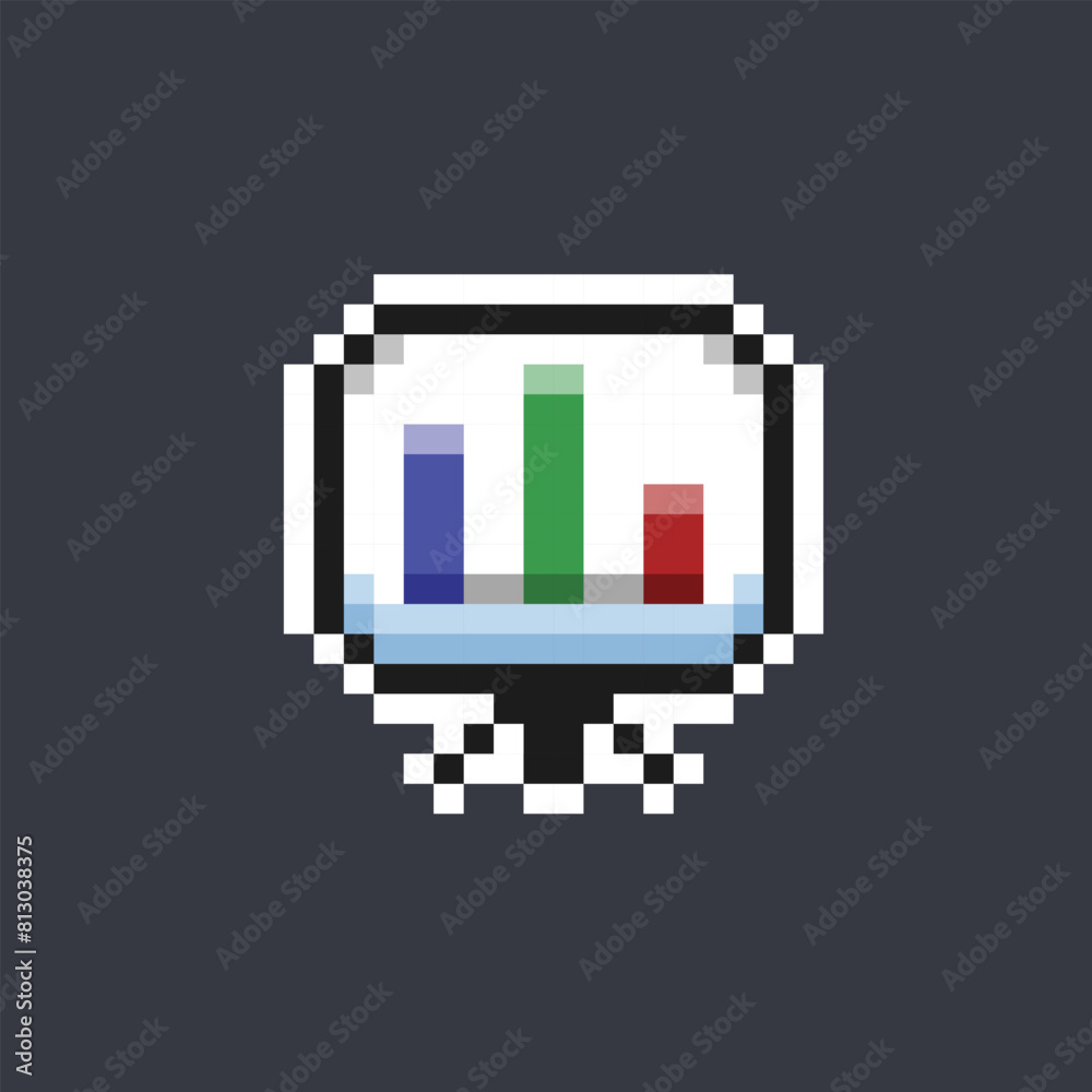 chart on standing banner in pixel art style Stock Vector | Adobe Stock