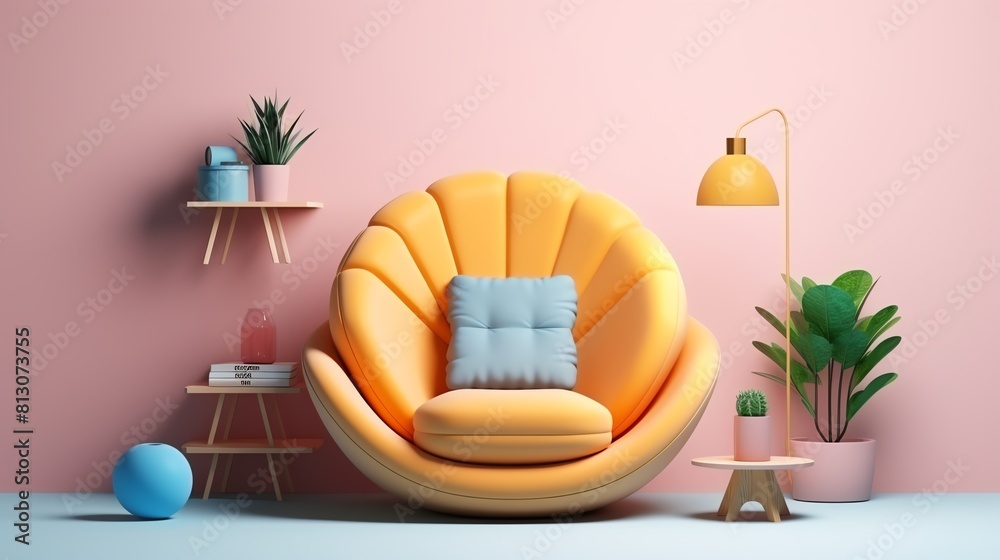 cognitive therapy flat design top view mindfulness area 3D render ...