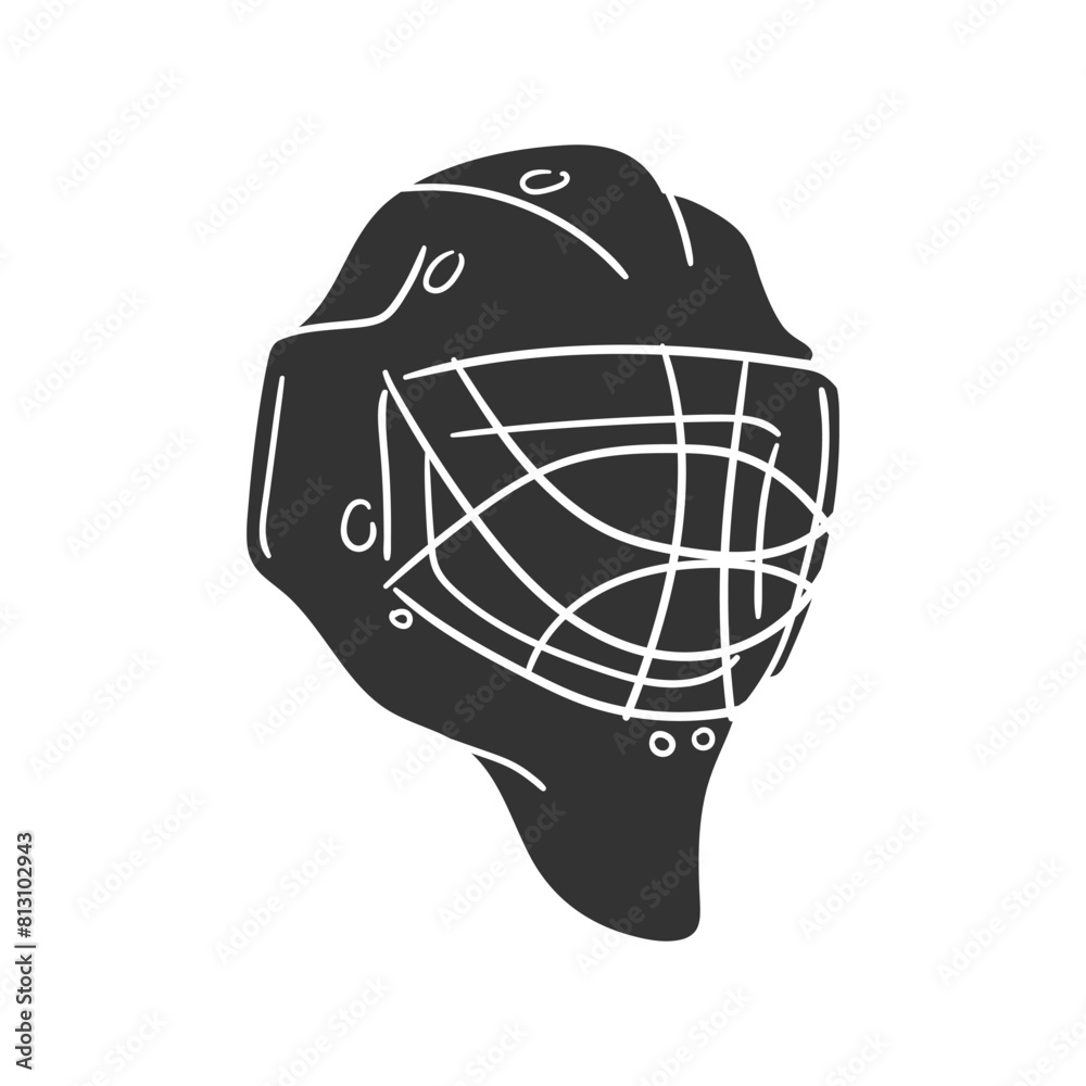 Ice Hockey Icon Silhouette Illustration. Helmet Goalie Vector Graphic ...
