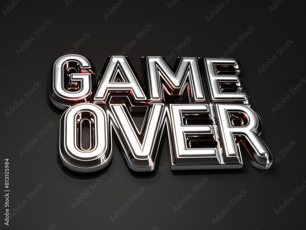 game over, 3d logo chrome texture, black background Stock Illustration ...