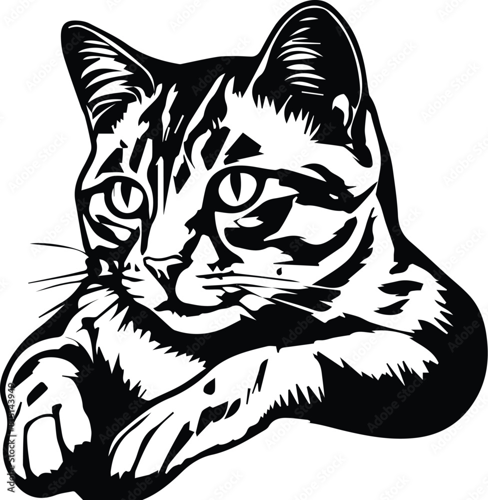 Midnight Paws – Elegant Cat Art Stock Vector | Adobe Stock