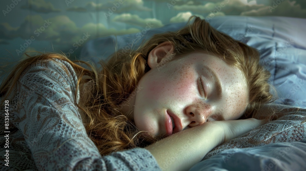 Picture A Teenage Girl Waking Up From Her Sleep, Her Expression ...