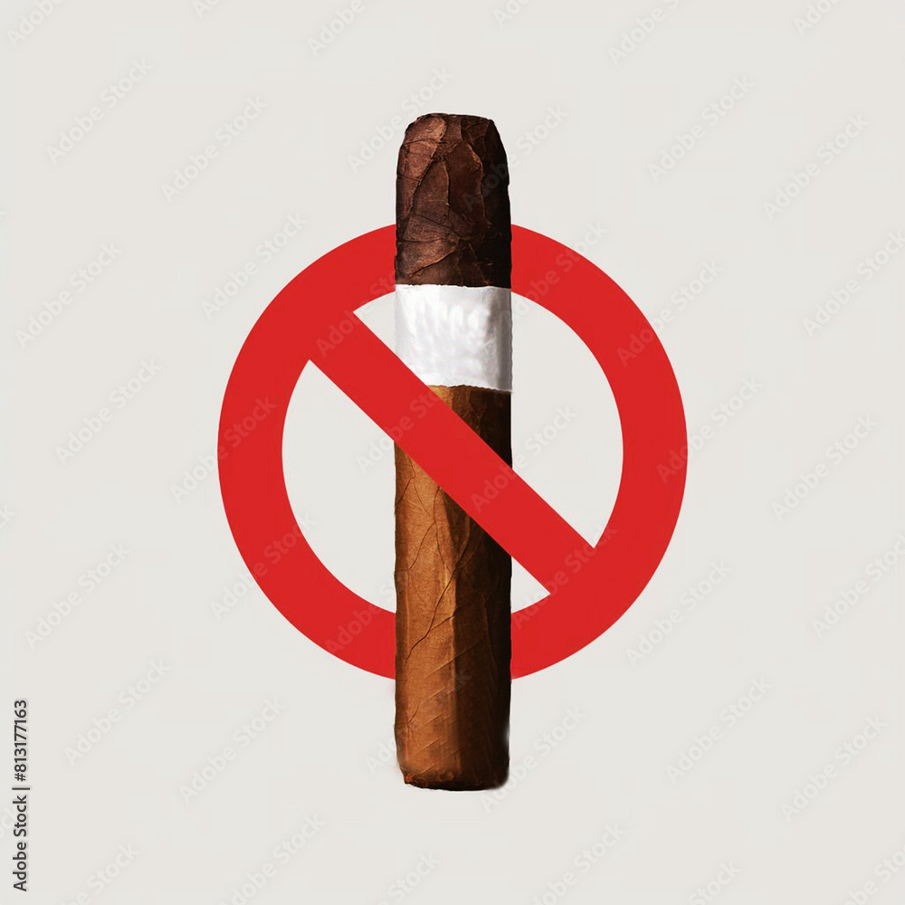 no smoking sign on cigar with off white background, no smoking Stock ...