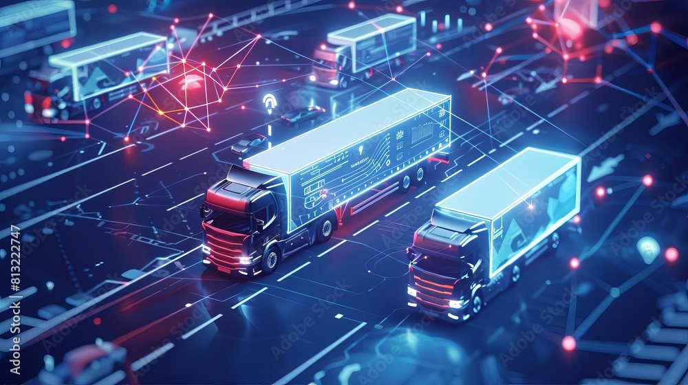 futuristic smart fleet management system with connected trucks digital ...