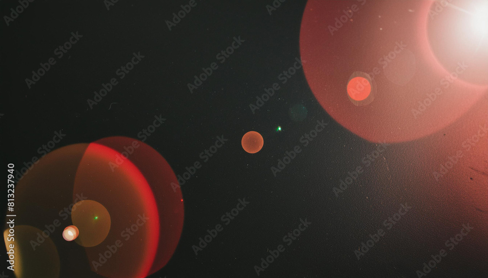 Red reflection on black background. Retro film photography effect ...