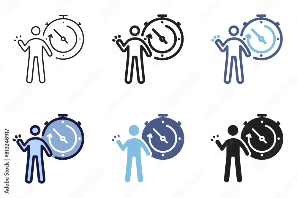 Person and stopwatch vector icon graphic element. clock countdown ...