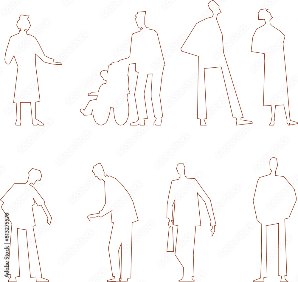 vector illustration, sketch design, drawing of a collection of people's ...