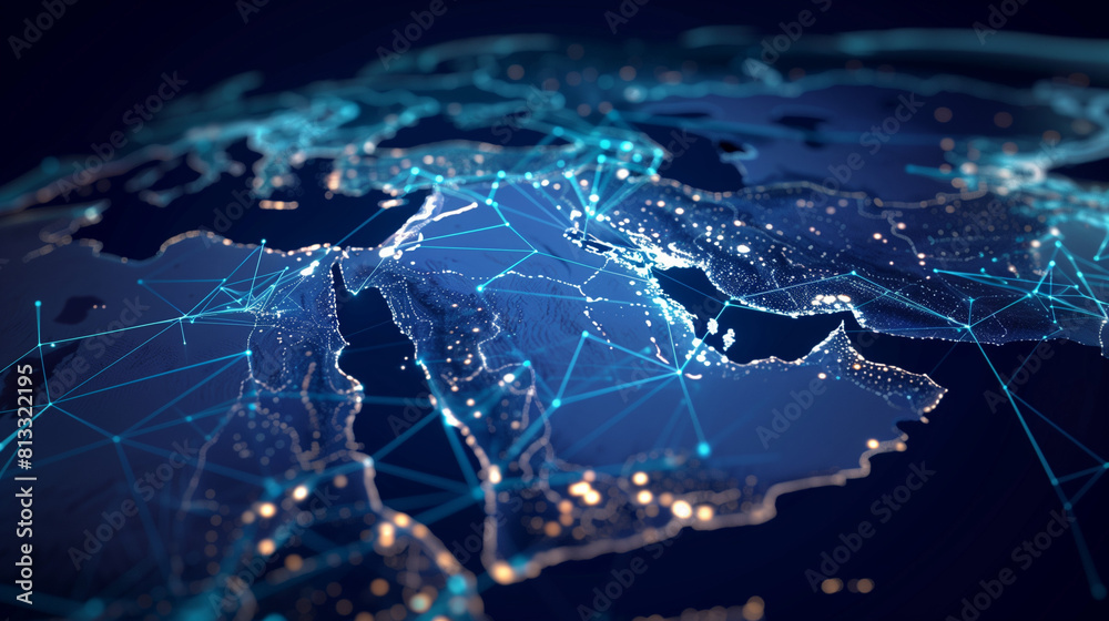 "Abstract map of Saudi Arabia, Middle East and North Africa, idea of ...