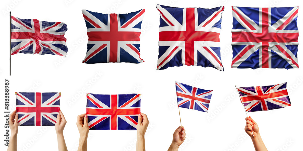 English british nation flag png set mockup in 3d transparent no ...