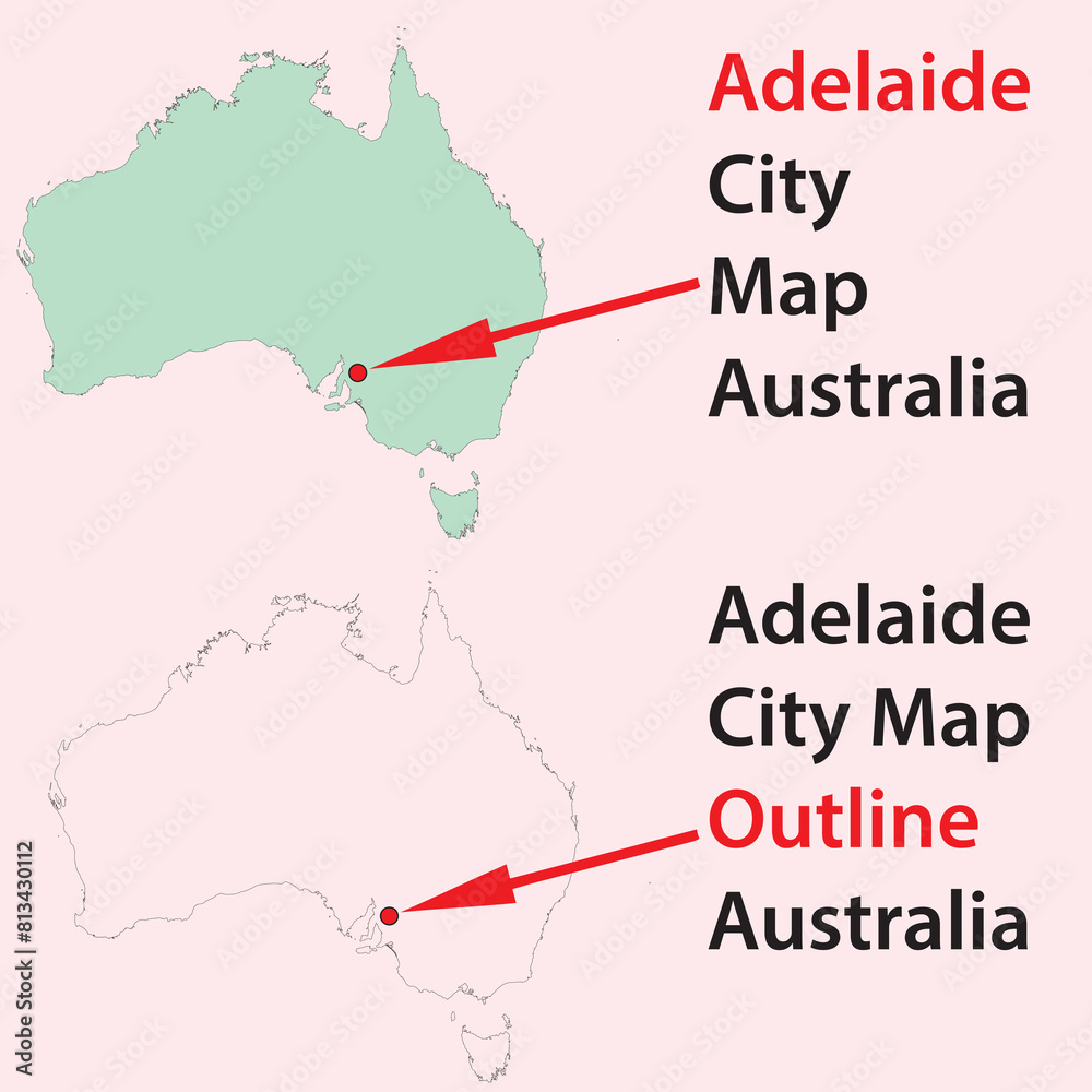 adelaide city map of australia, vector,map, outline, political , road ...