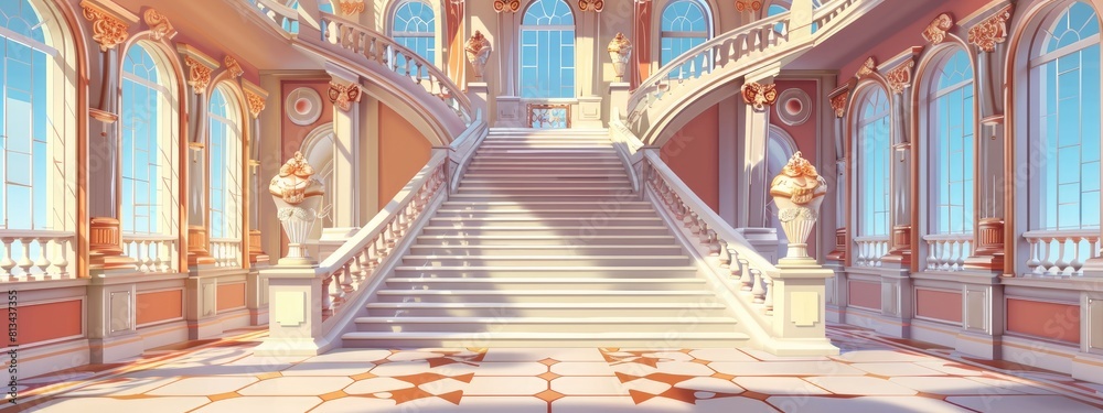 Palace interior background, luxury castle hall. The main entrance to ...