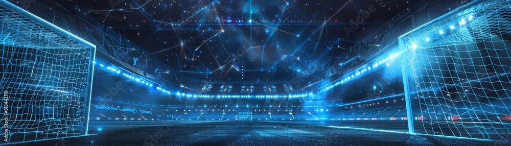 A futuristic soccer stadium with smart goalposts that tally scores ...