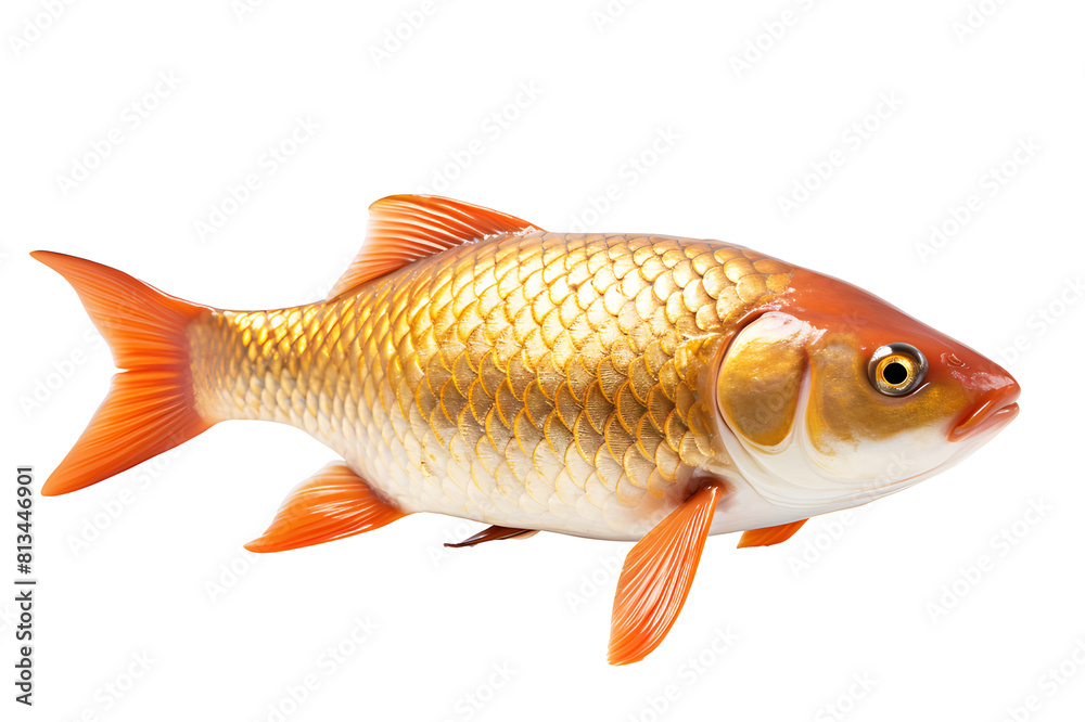 Light gold color Carp lives in river isolated on cut out PNG or ...