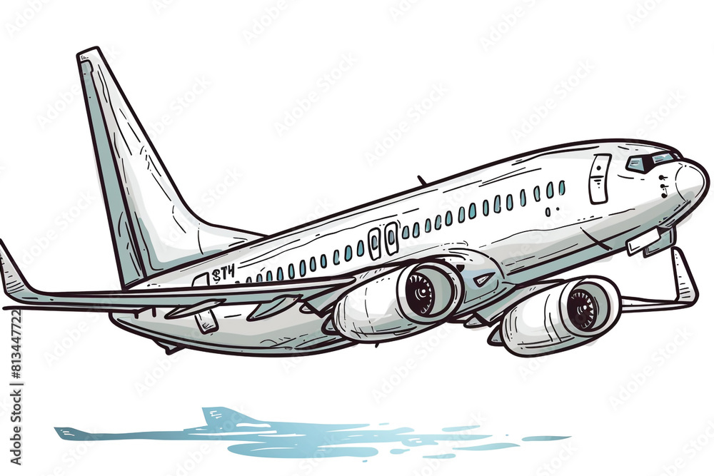 a hand-drawn of Jet airplane, simple vector svg illustration, black ...