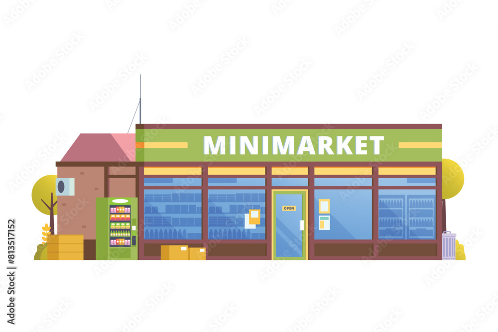 Vector illustration element of minimarket building, minimart and store ...