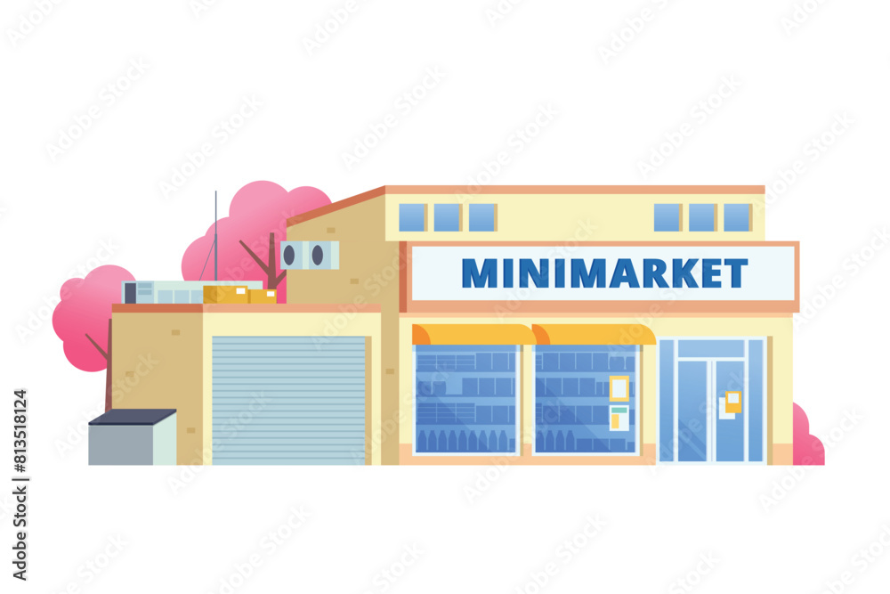 Vector illustration element of minimarket building, minimart and store ...