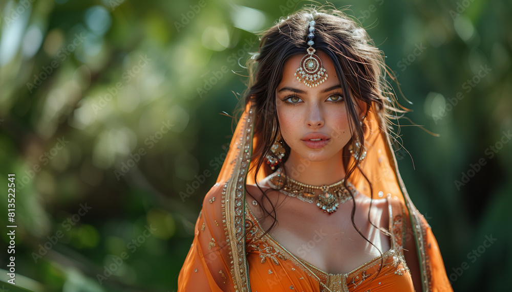 Indian belly dancer. Arab bride. Beautiful young Indian woman in ...