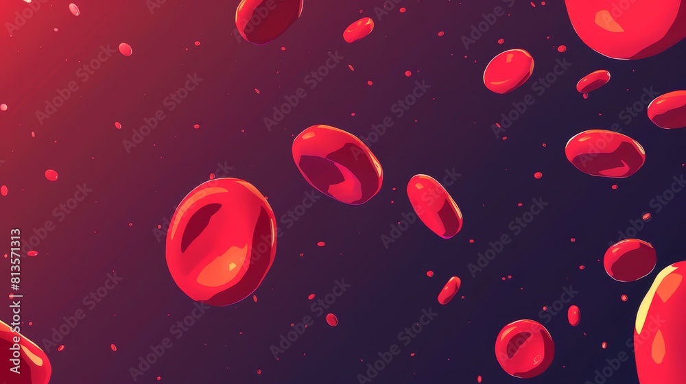 Authentic red blood cell circulation flat design top view bloodstream ...