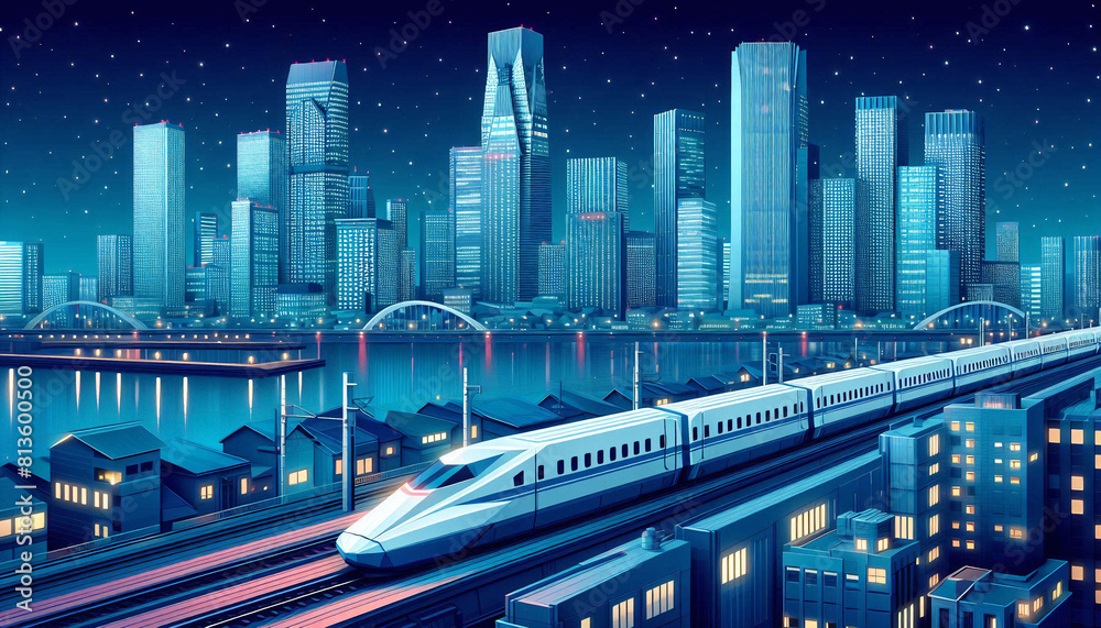 an Origami style artistic impression- illustration of a Maglev type ...