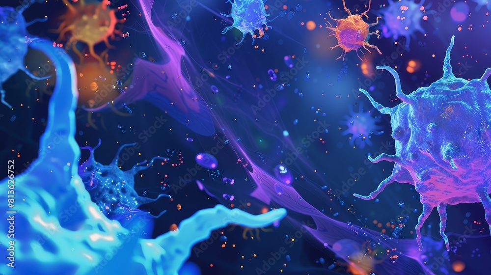 Realistic viral entry flat design side view cell invasion theme water ...