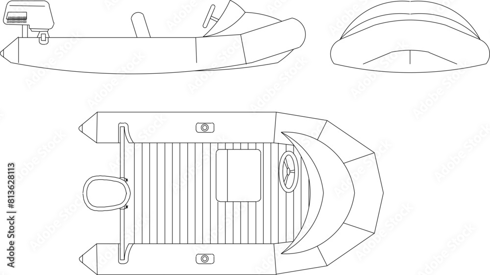 vector illustration sketch design drawing of floating boat marine ...