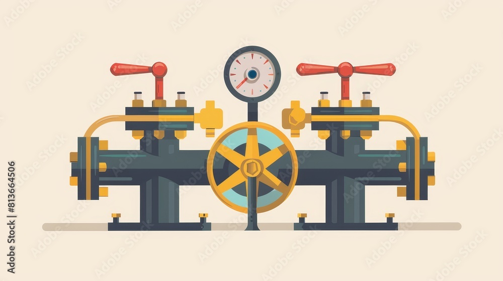 Precise safety valves flat design, front view system Stock Illustration ...