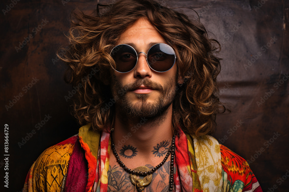 Funky hippie person with big chevelure volume hairstyle dreadlocks at ...
